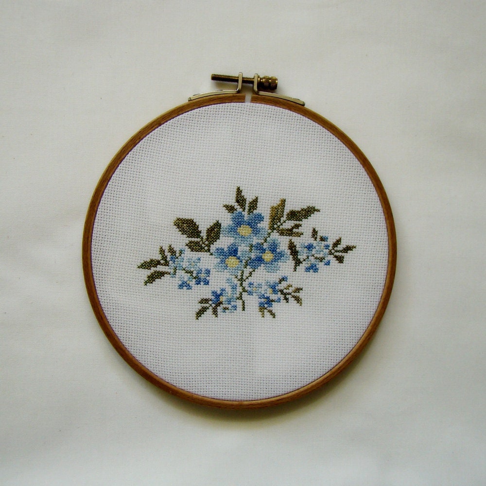 Blue Flowers Cross Stitch Pattern Flowers PDF Instant - Etsy