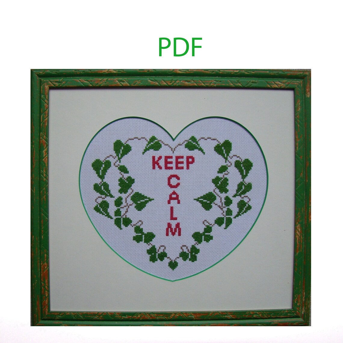 Cross Stitch Pattern Heart With the Words Keep Calm PDF - Etsy