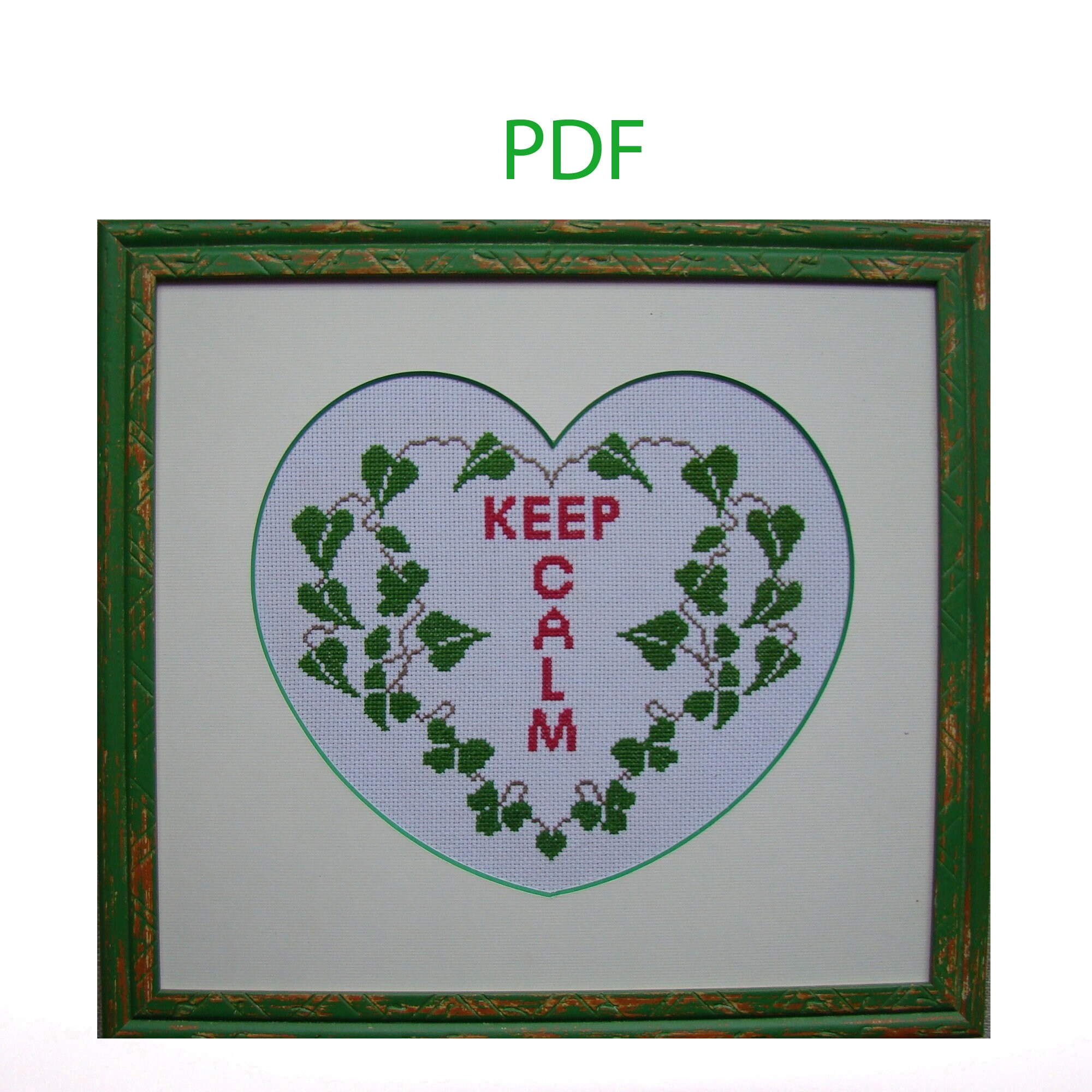 Cross Stitch Pattern Heart With the Words Keep Calm PDF - Etsy