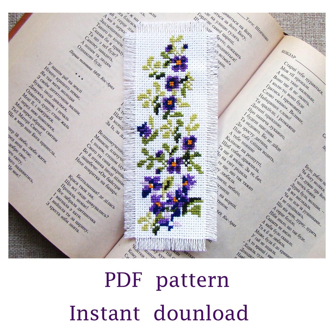 Violets Cross Stitch Bookmark Pattern (PDF Pattern) - Etsy