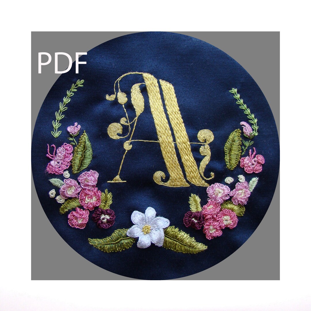Floral Letter A Brazilian Embroidery: 3D Hand Embroidery Decor - Etsy