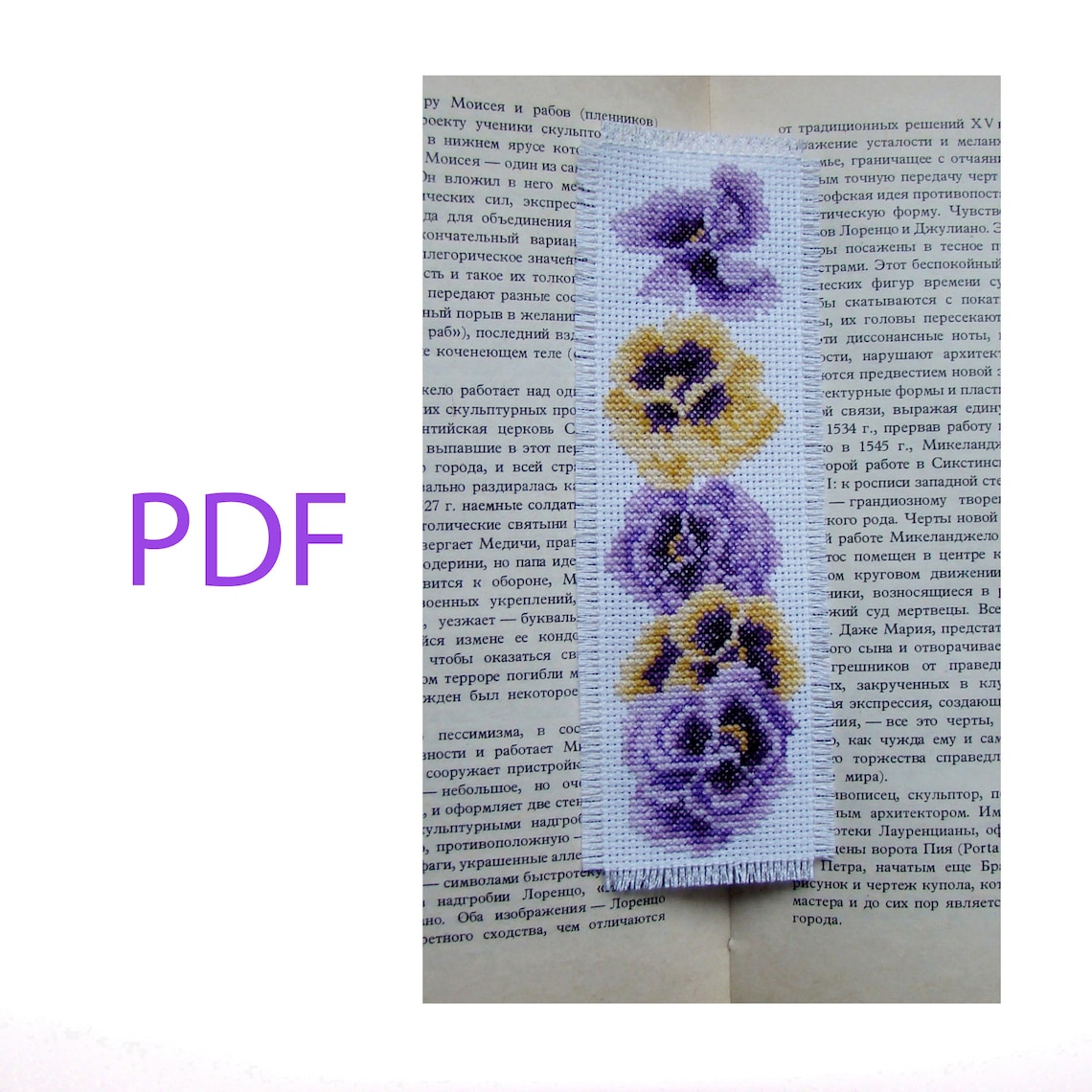 Violets Cross-stitch Bookmark Pattern (PDF) - Etsy