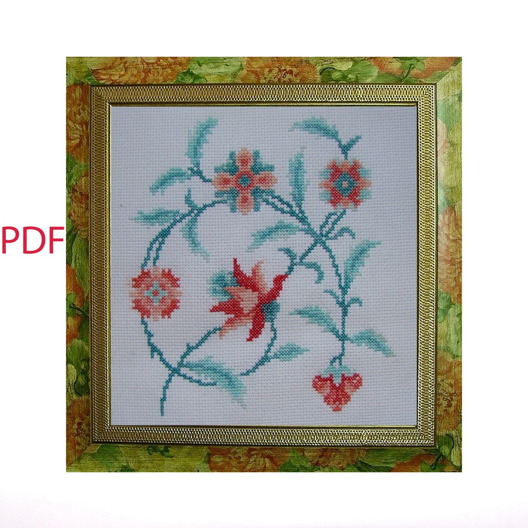 Floral Cross Stitch Pattern: Miniature Flower Wreath (PDF Pattern) - Etsy