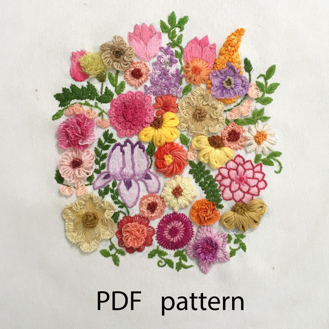 Brazilian Embroidery Pattern: Flower Glade Meadow Design - Etsy