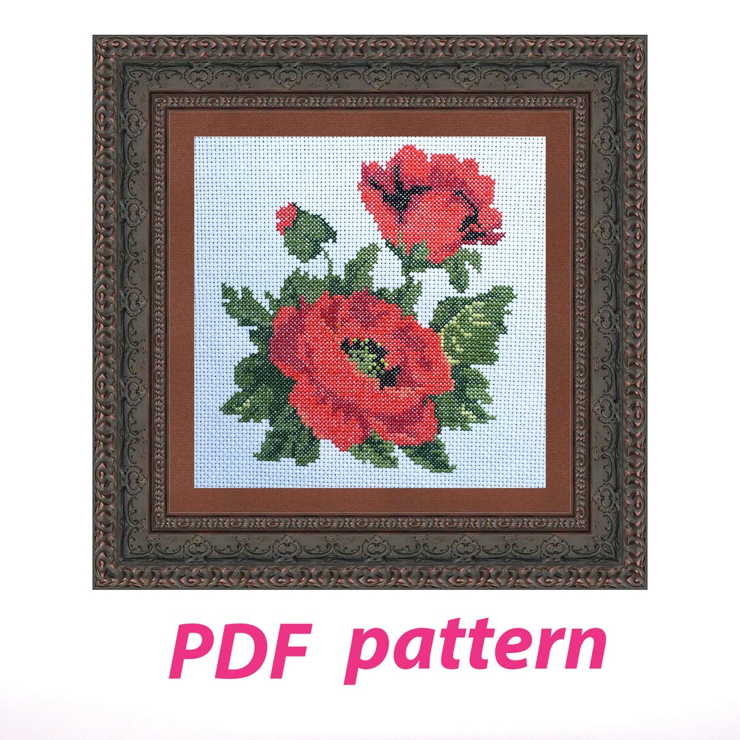 Poppy Cross Stitch Pattern for Mini-picture, Cross Stitch Pattern ...