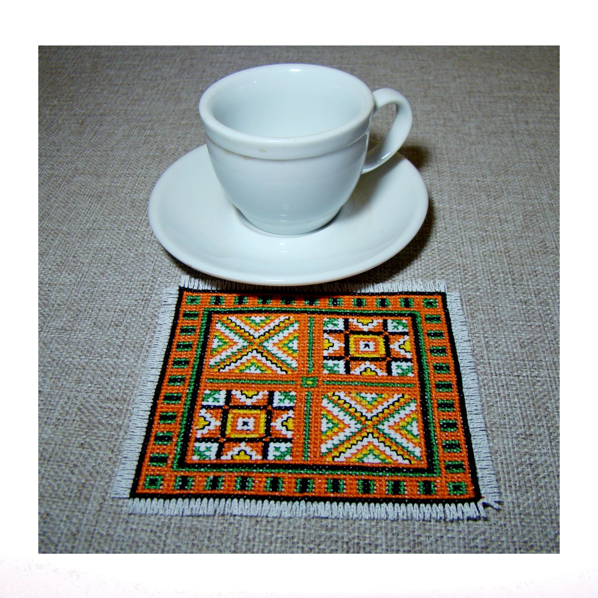 DIY Cross Stitch Cup Coaster Pattern: Beginner Ornament Scheme (digital ...