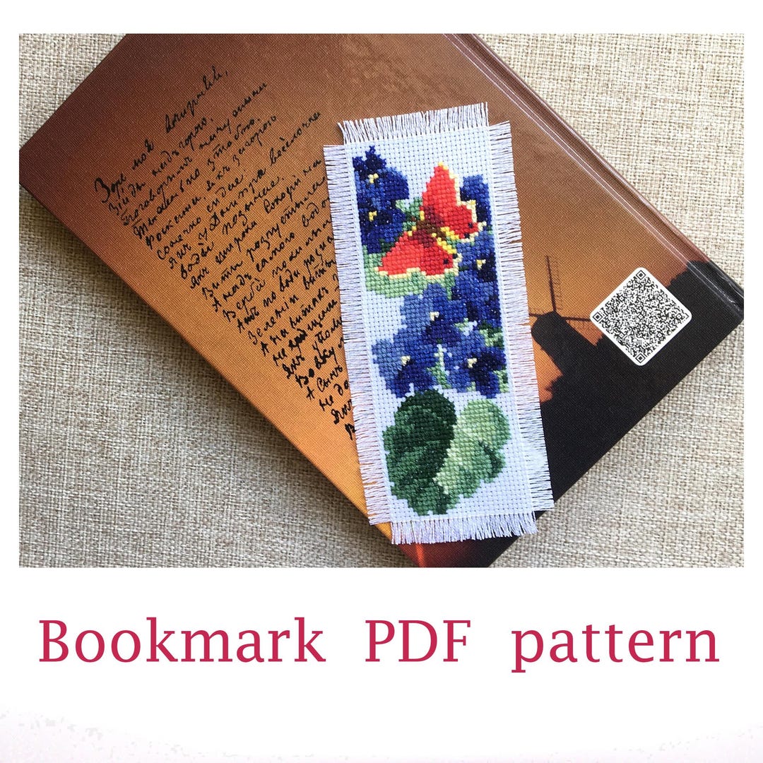 Butterfly & Violets Bookmark Cross Stitch Pattern (PDF Pattern) - Etsy