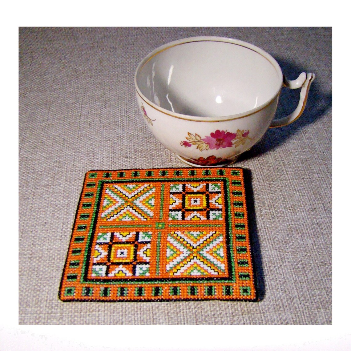DIY Cross Stitch Cup Coaster Pattern Ornament Ornament - Etsy