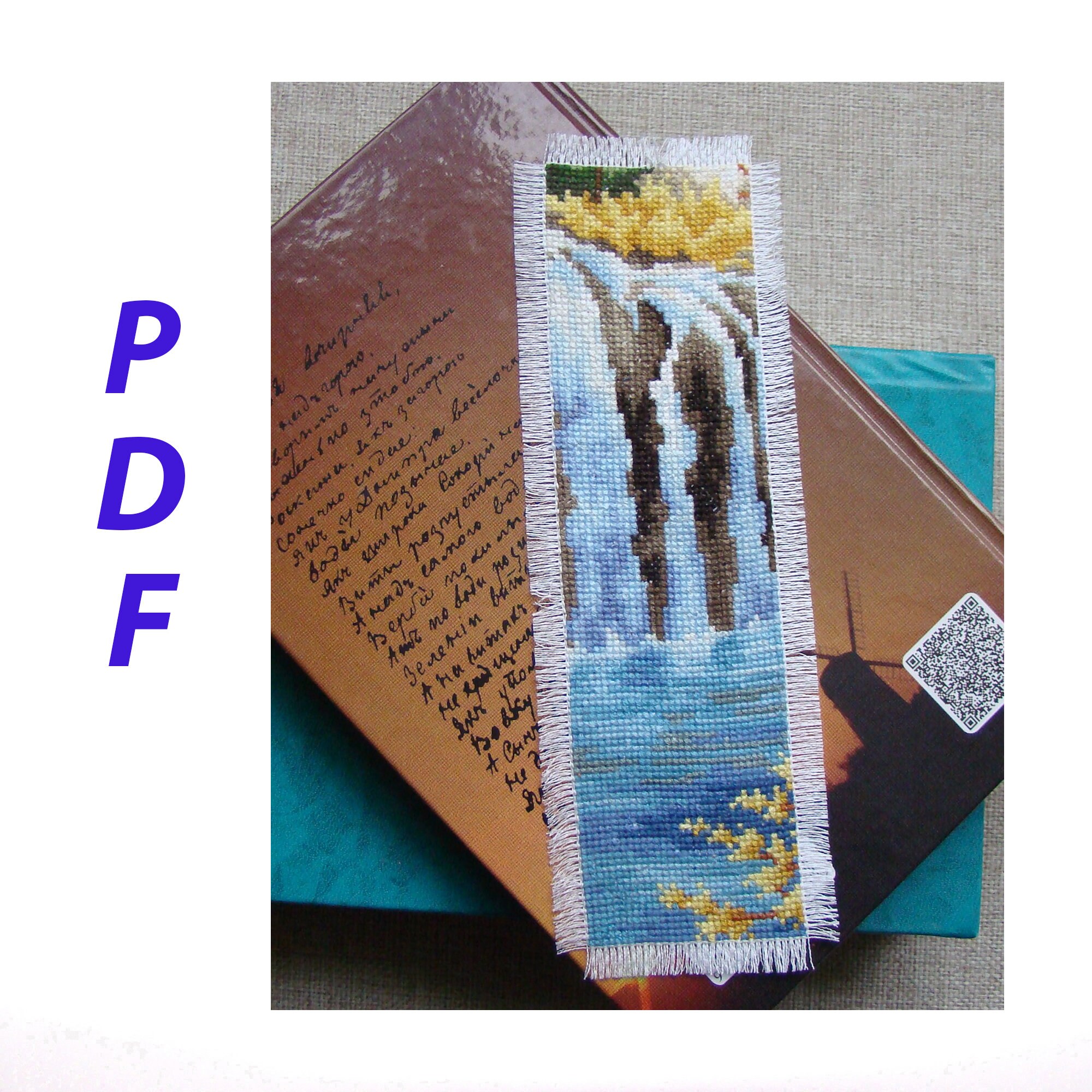 Waterfall, Bookmark Cross Stitch Pattern With Waterfall, Miniature ...