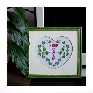 Cross Stitch Pattern Heart With the Words Keep Calm, PDF Embroidery ...