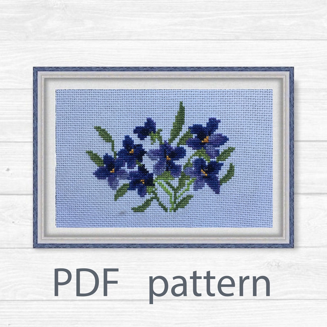 Violets Flowers Cross Stitch Pattern, Violets Flower Embroidery ...