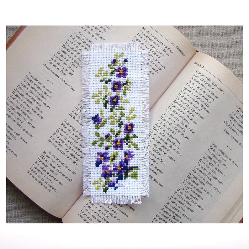 Violets Cross Stitch Bookmark Pattern: Floral Embroidery (PDF Pattern ...