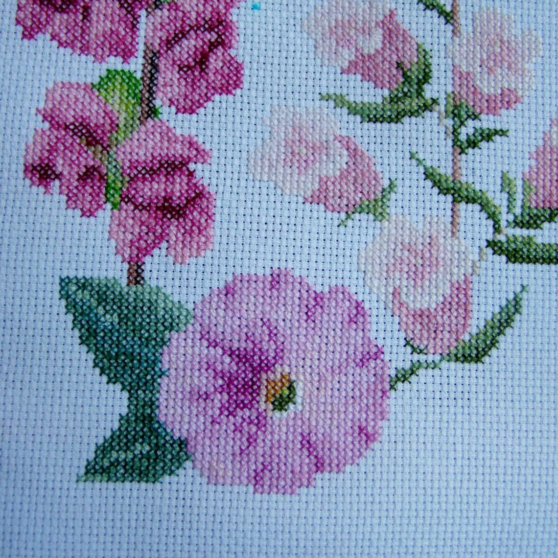 Pink Flowers Cross Stitch Pattern Flower PDF Instant | Etsy