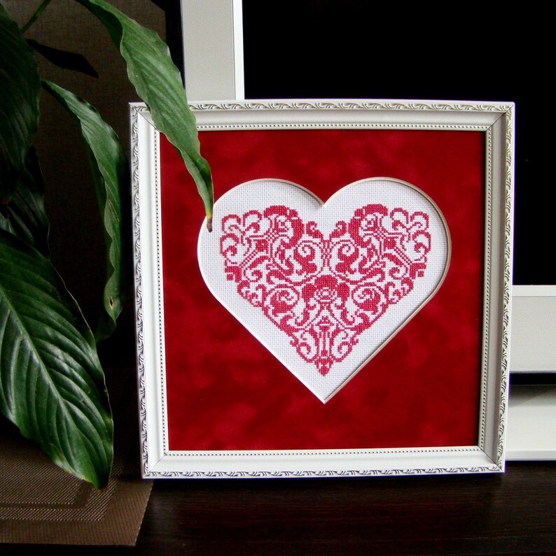 Heart With Monochrome Ornament Cross Stitch Pattern Sympathy - Etsy