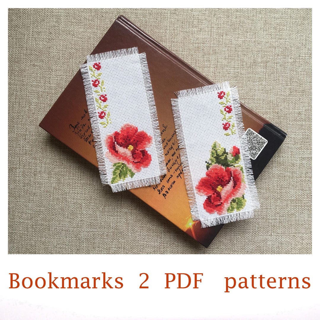 Poppy Cross-stitch Bookmark Pattern (PDF) - Etsy