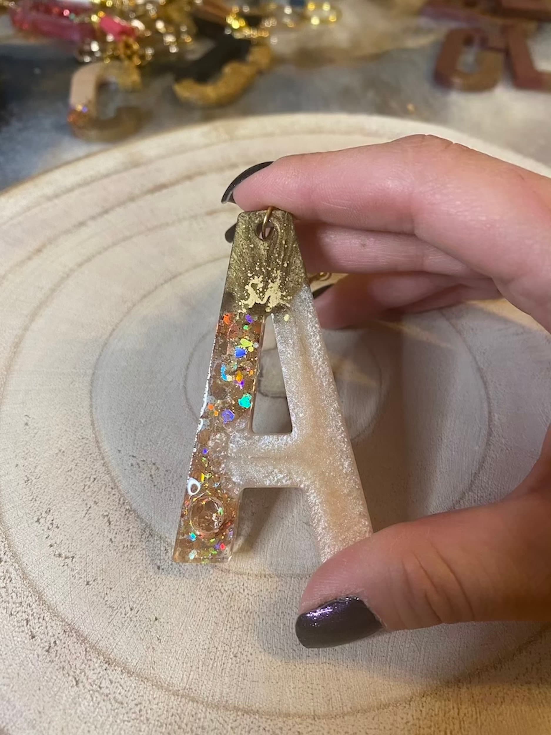 Keychain Resin Letter | Resin Epoxy Letter Keychain | Initial Keychain ...