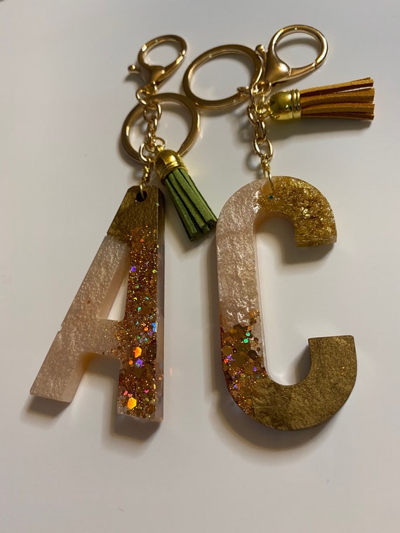 Keychain Resin Letter Resin Epoxy Letter Keychain Initial - Etsy