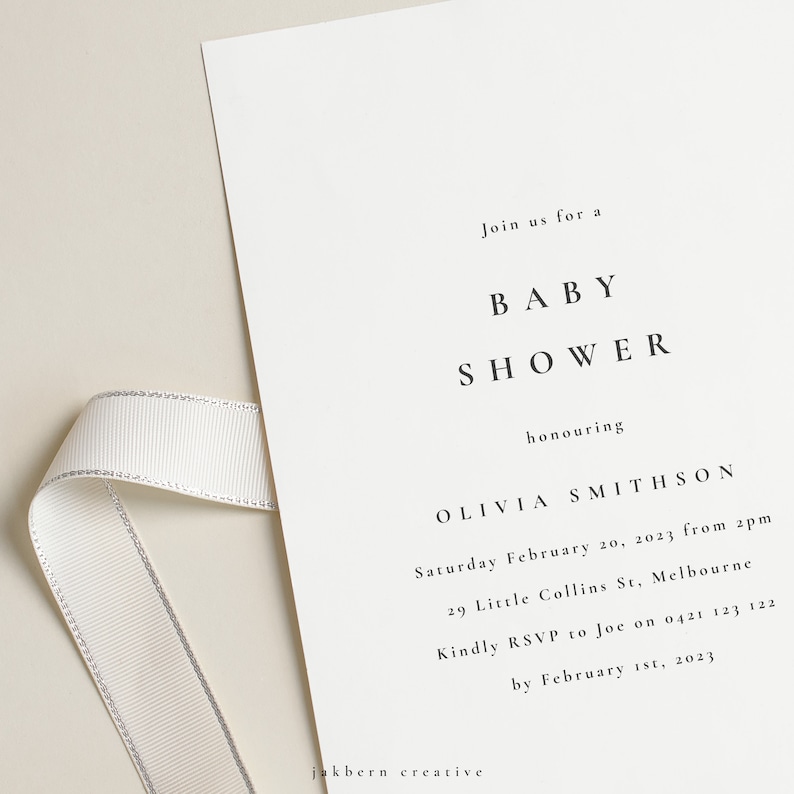 Printable Simple Baby Shower Invite, Modern Baby Shower Invite ...