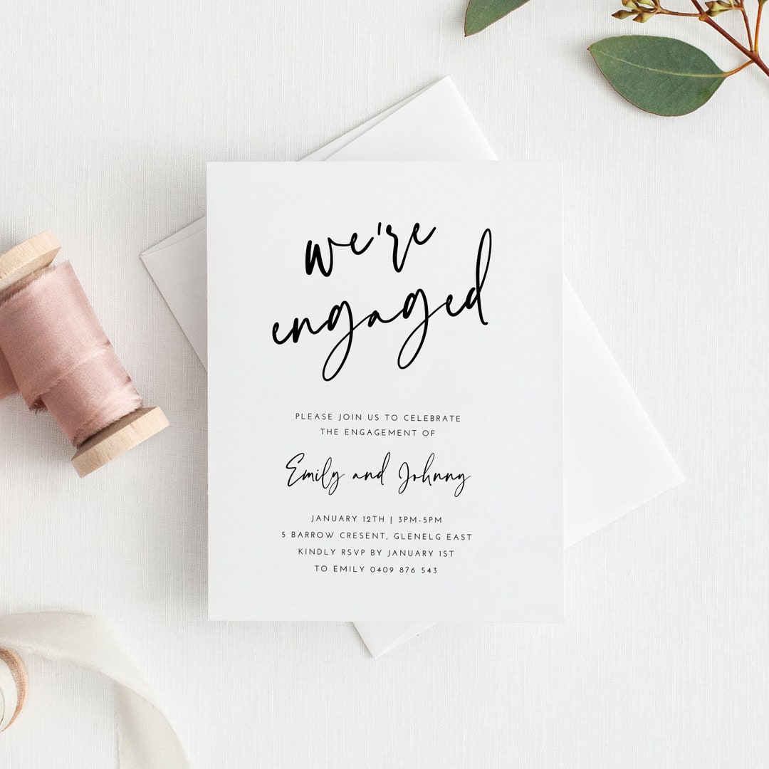 Simple Engagement Invitation Printable, Modern Engagement Invites ...