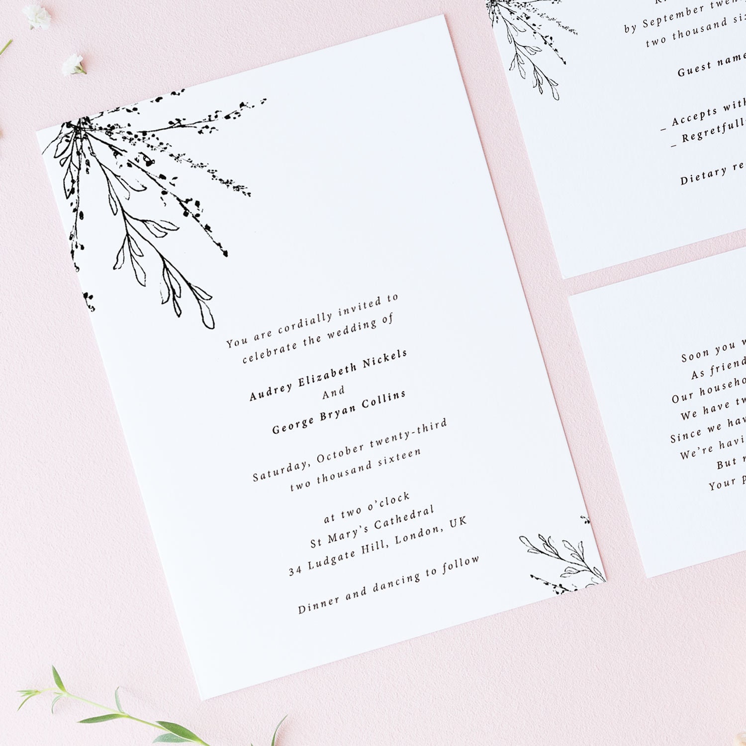Printable Wedding Invitation - Simple Wedding Suite - DIY Wedding ...