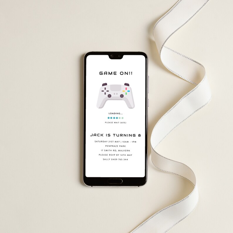 Gamer Birthday Invitation Printable, Video Game Invite, Simple Gaming ...