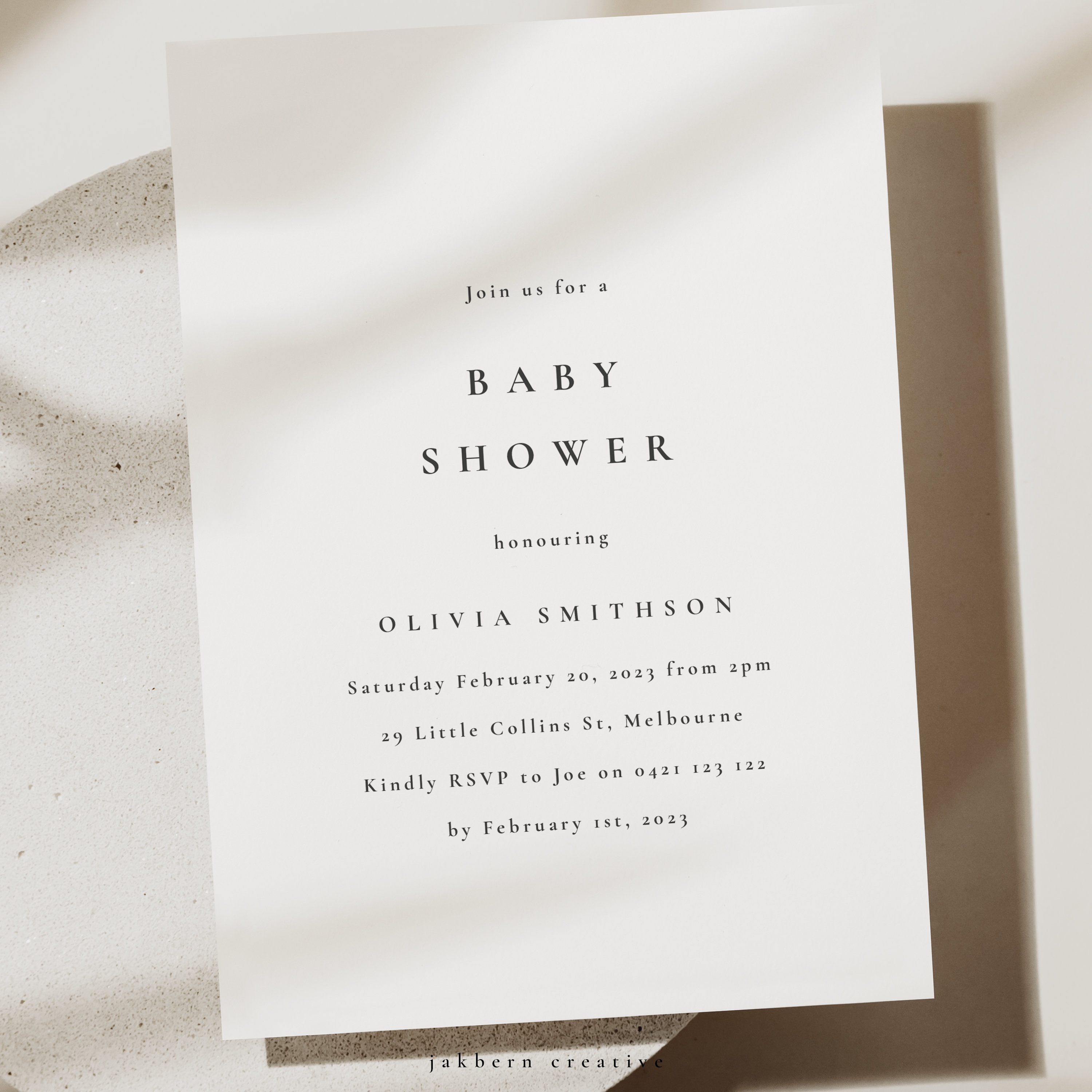 Printable Simple Baby Shower Invite, Modern Baby Shower Invite ...