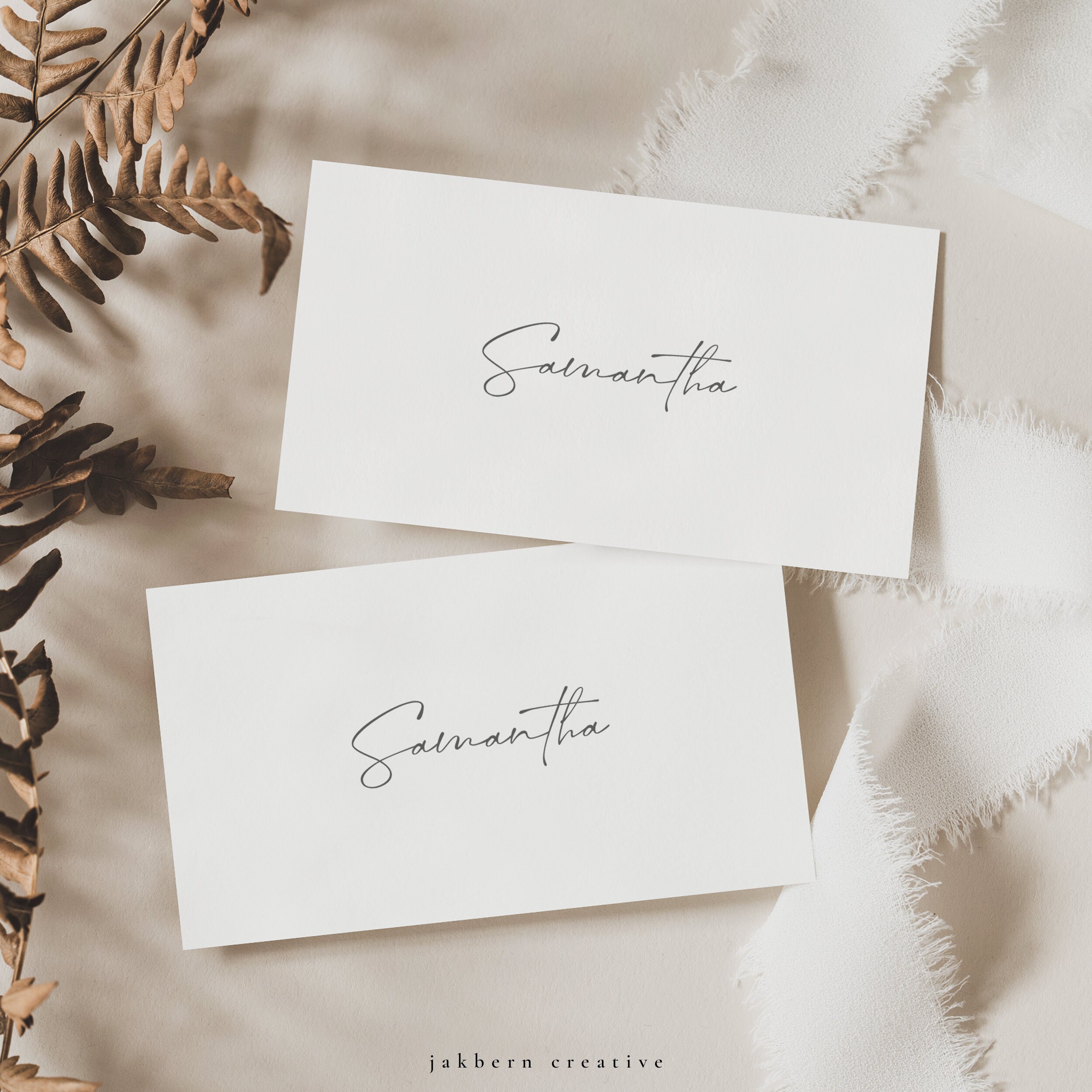 Simple Placecard Template, Flat Wedding Placement Cards, Wedding Name ...