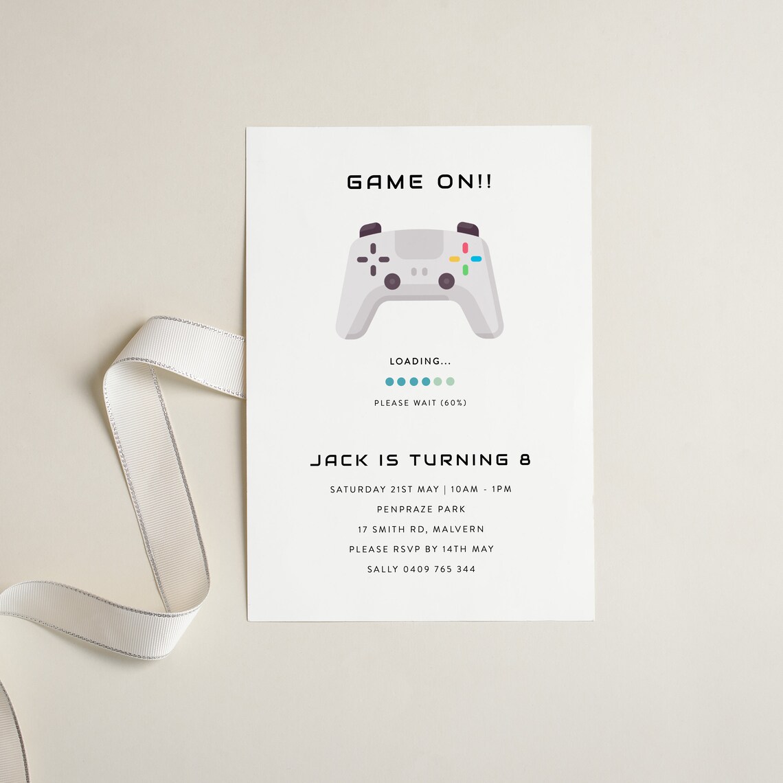 Gamer Birthday Invitation Printable, Video Game Invite, Simple Gaming ...