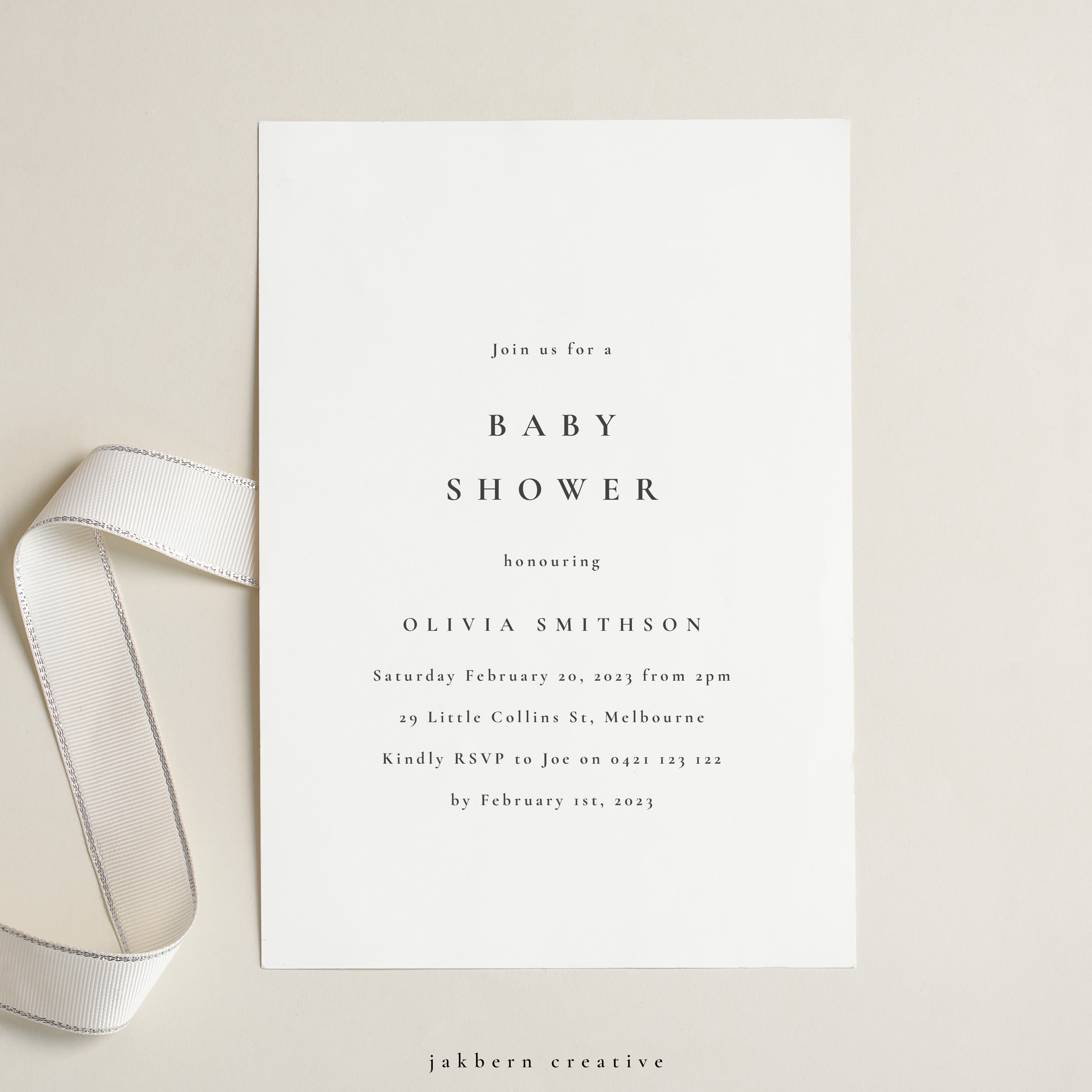 Printable Simple Baby Shower Invite, Modern Baby Shower Invite ...