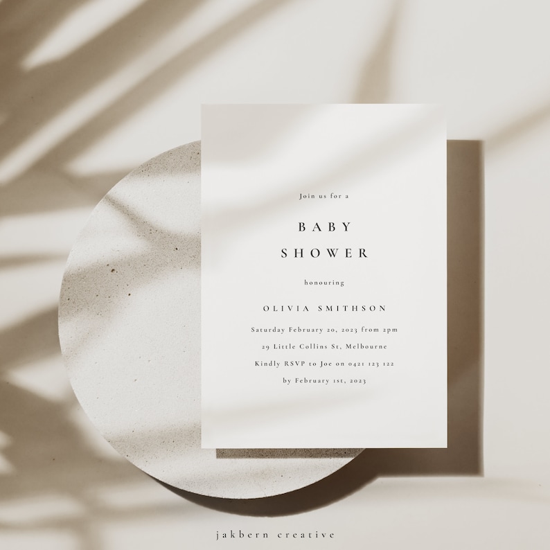 Printable Simple Baby Shower Invite, Modern Baby Shower Invite ...