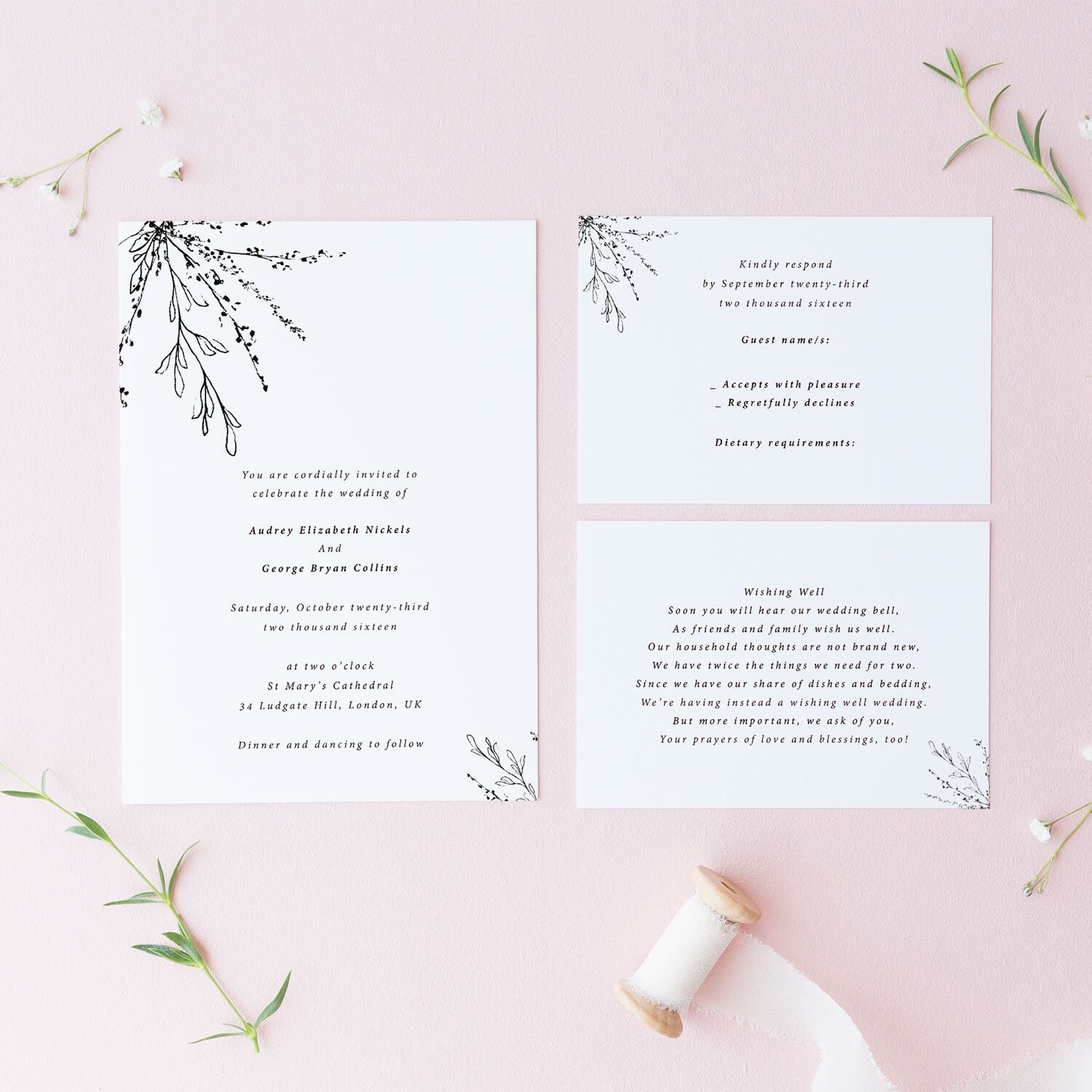Printable Wedding Invitation - Simple Wedding Suite - DIY Wedding ...