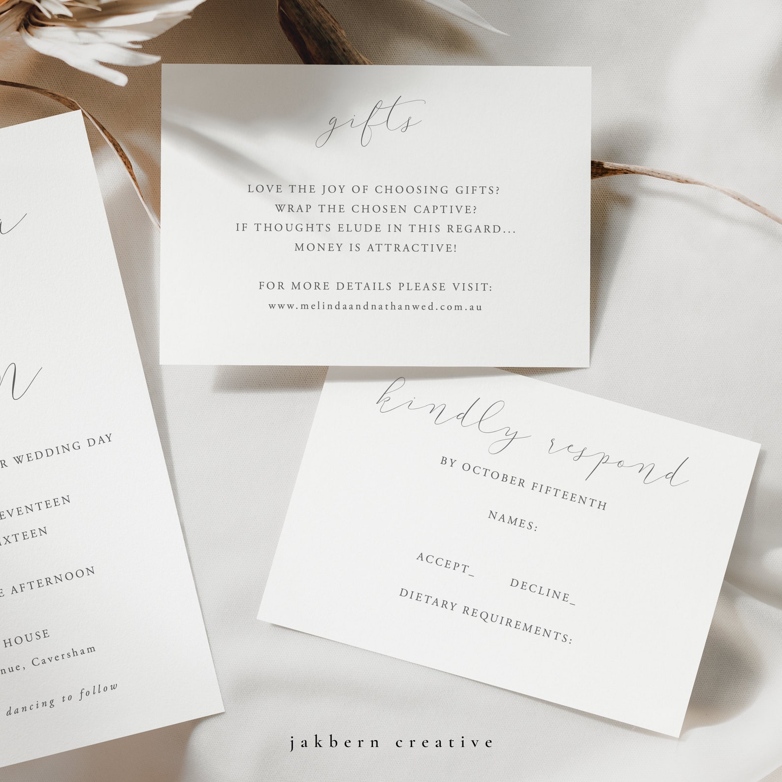 Simple Script Wedding Invitation Set. Printable Wedding Invitation ...