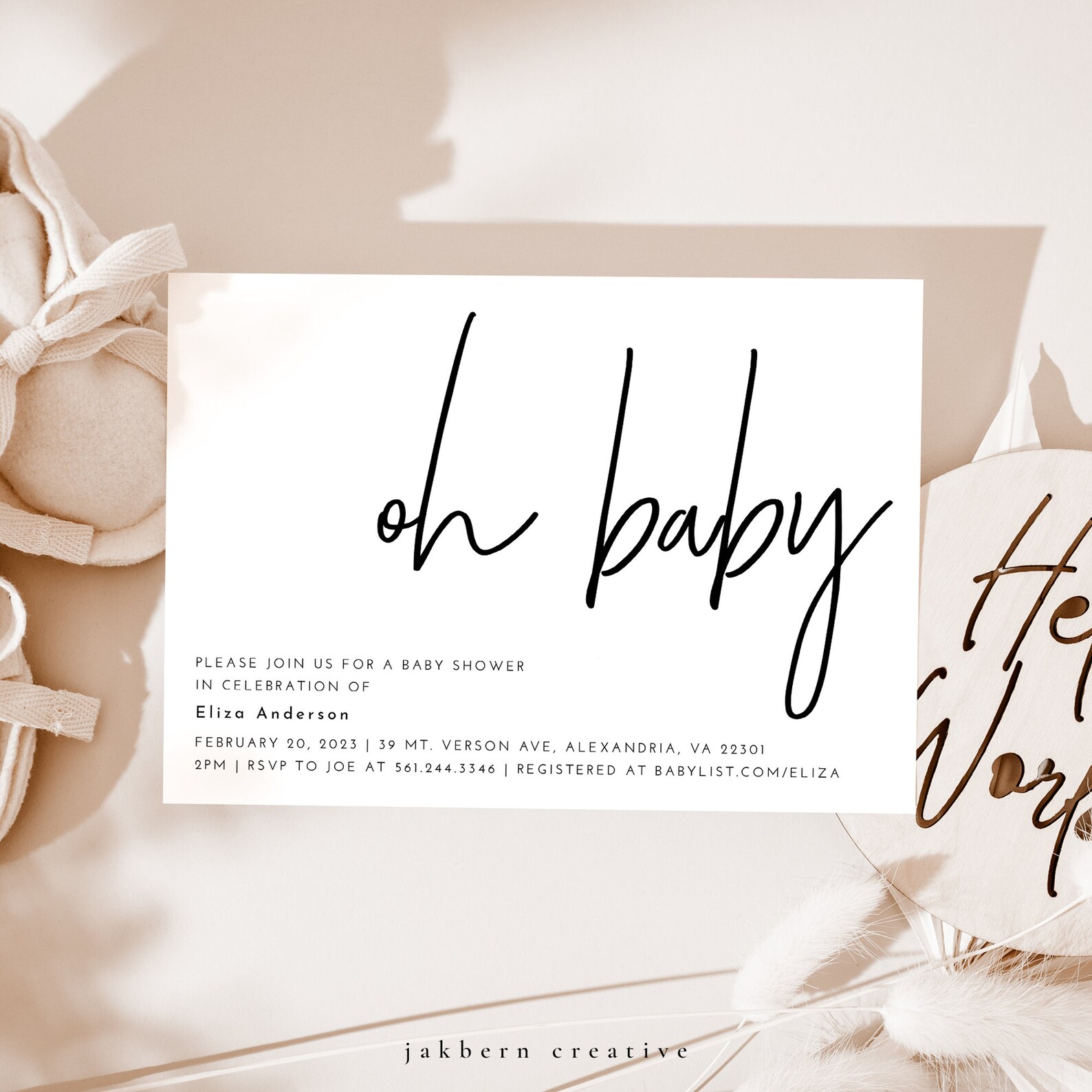 Printable Oh Baby Invite, Party Printables, Baby Shower Invitations ...