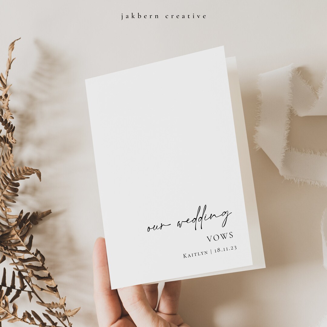 Minimalist Wedding Vows Card Template (digital Download) - Etsy