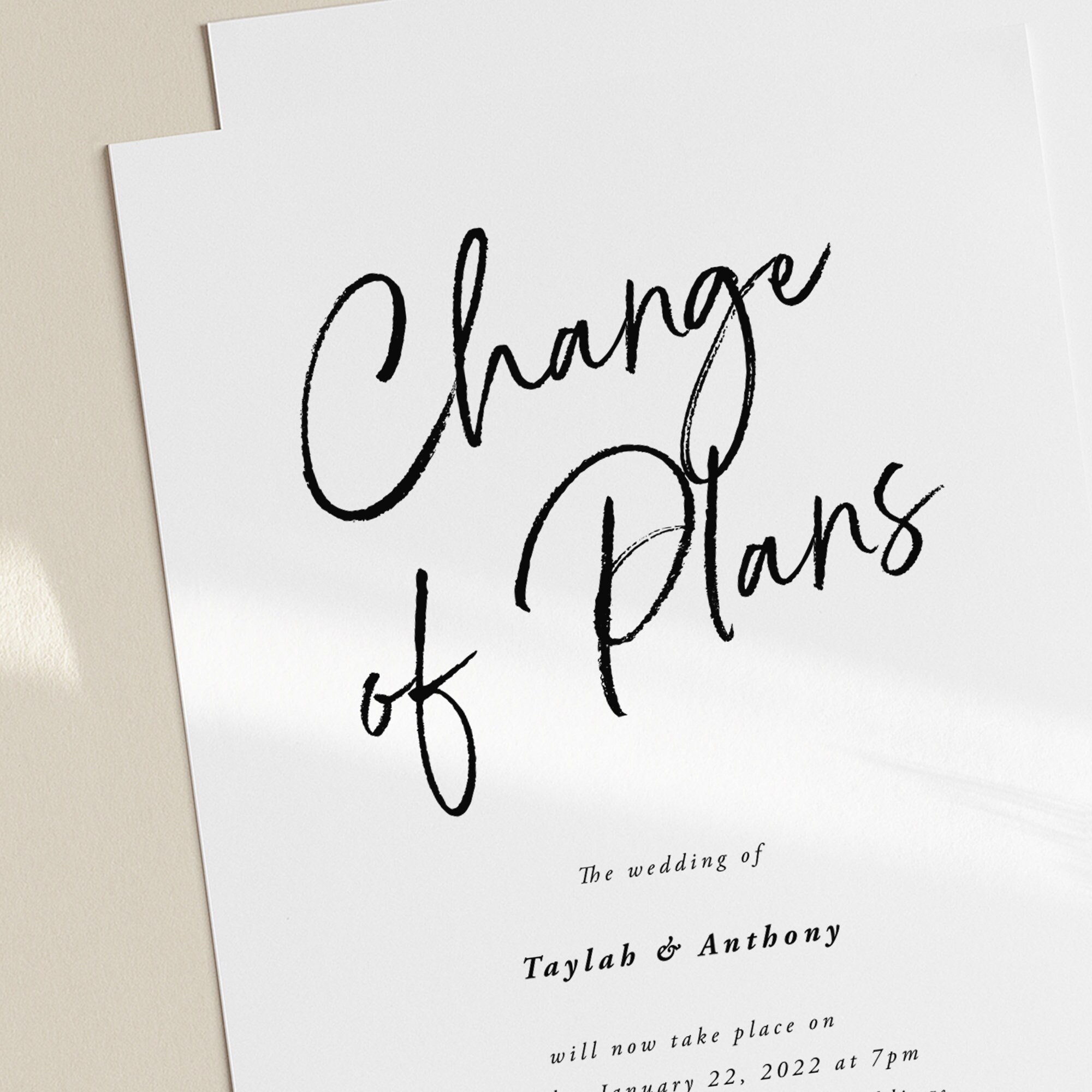 Change the Date Wedding Invitation Template, Postponed Announcement ...