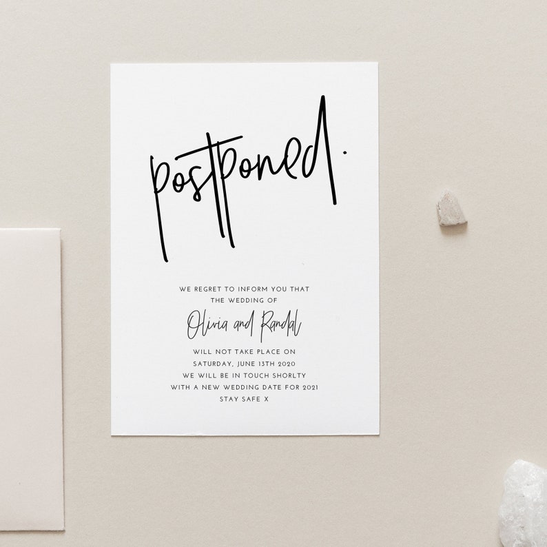 Postponed Wedding Invitation Template, Postponed Announcement ...