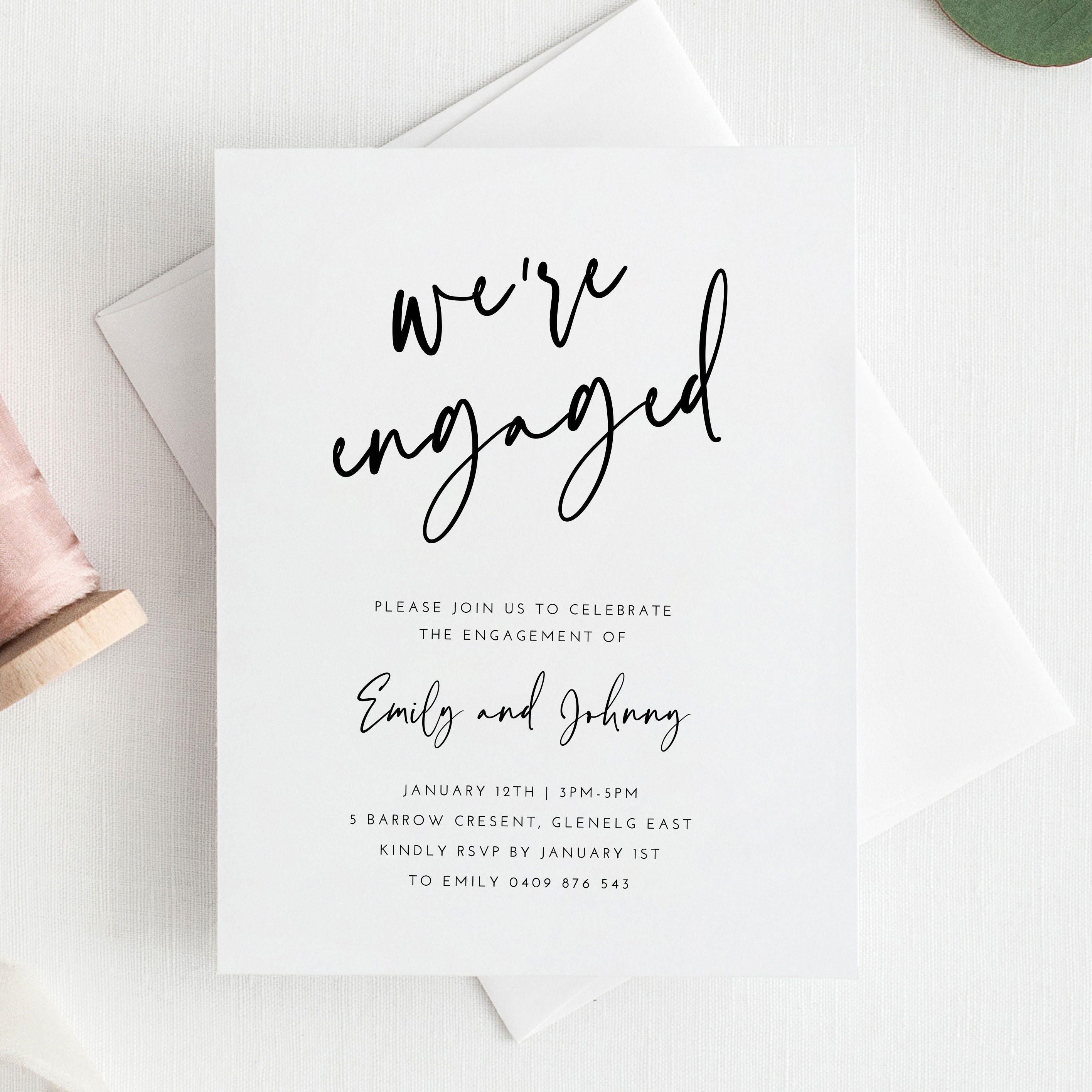 Simple Engagement Invitation Printable, Modern Engagement Invites ...