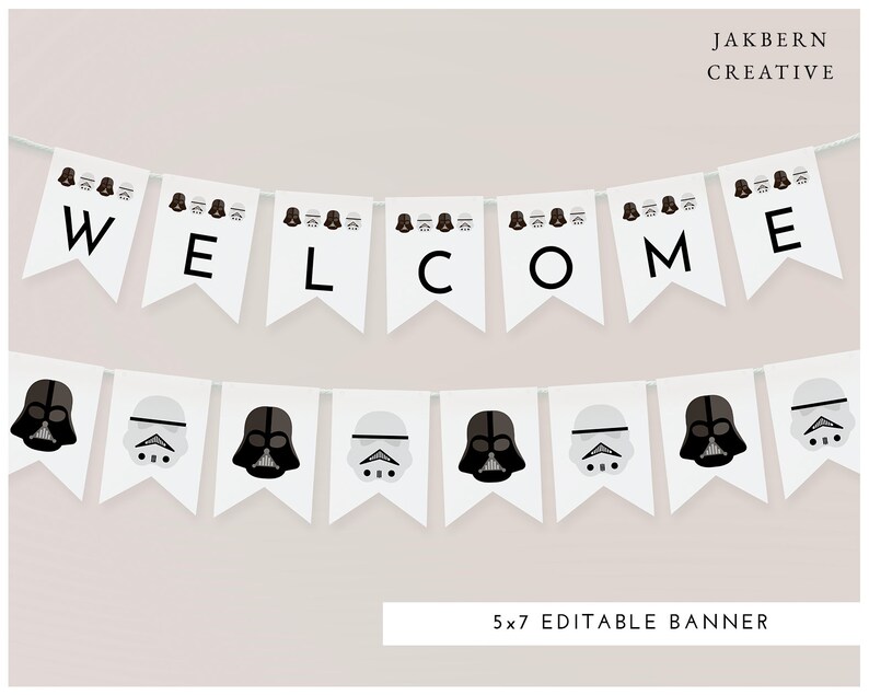 Printable Star Wars Welcome Banner, Darth Vader Printable, Stormtrooper ...