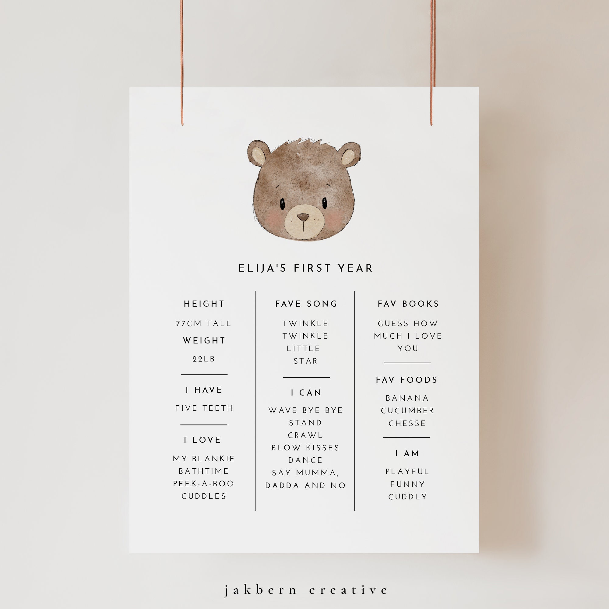 Bear-y First Birthday Milestone Sign, Cute Bear First Birthday ...