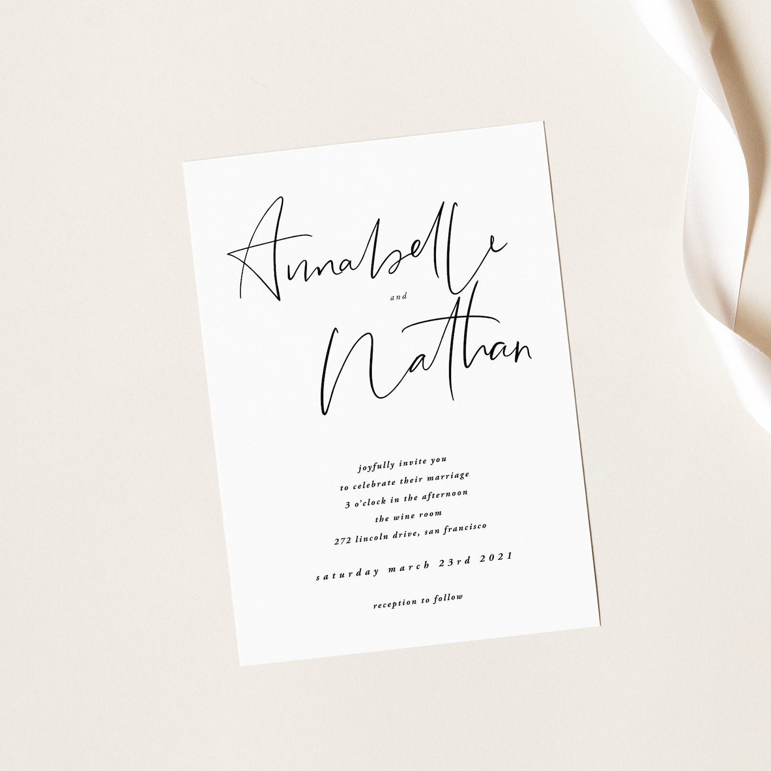 Simple Wedding Invitation Set Script Wedding Invitation | Etsy