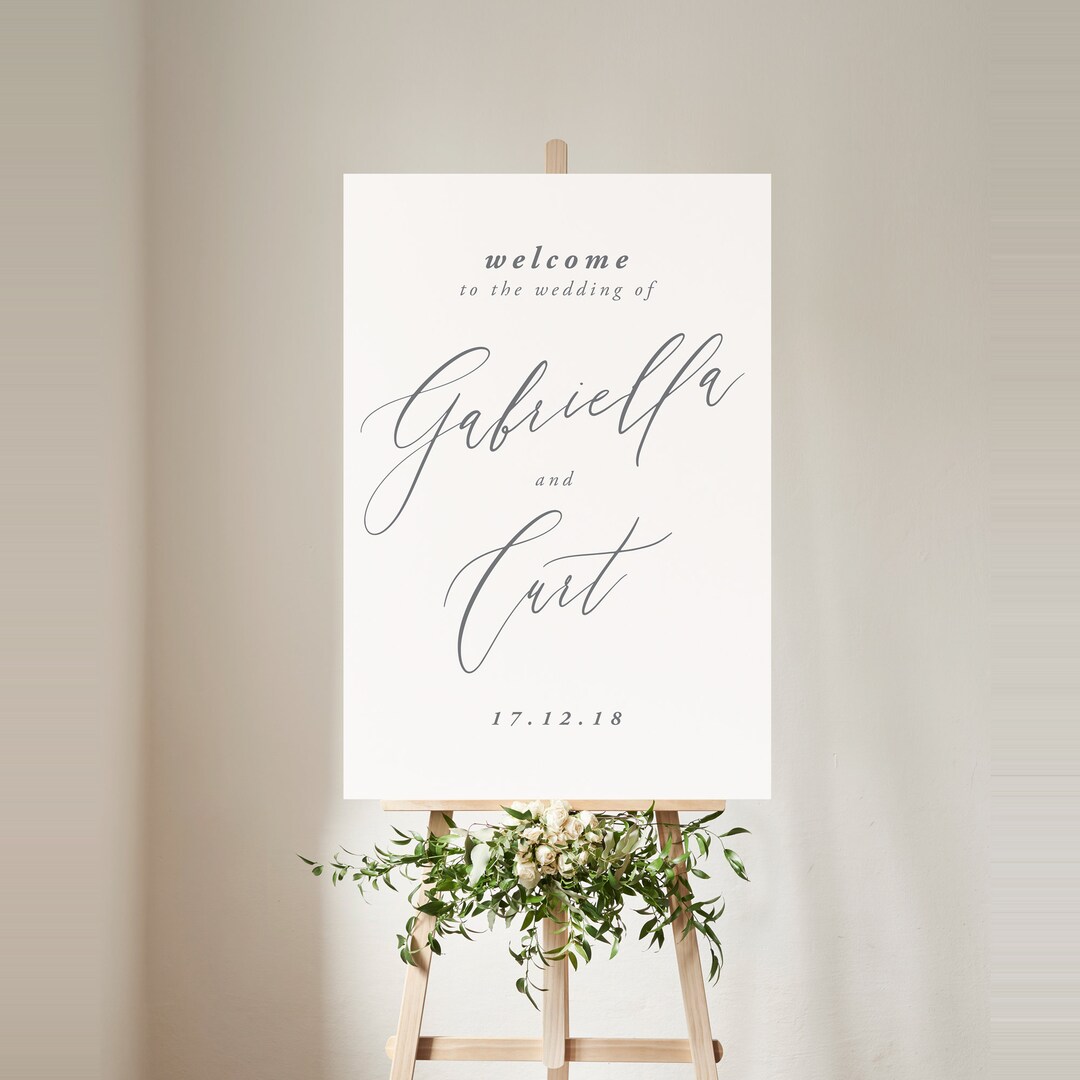 Script Wedding Welcome Sign, Simple Wedding Welcome Sign Template ...