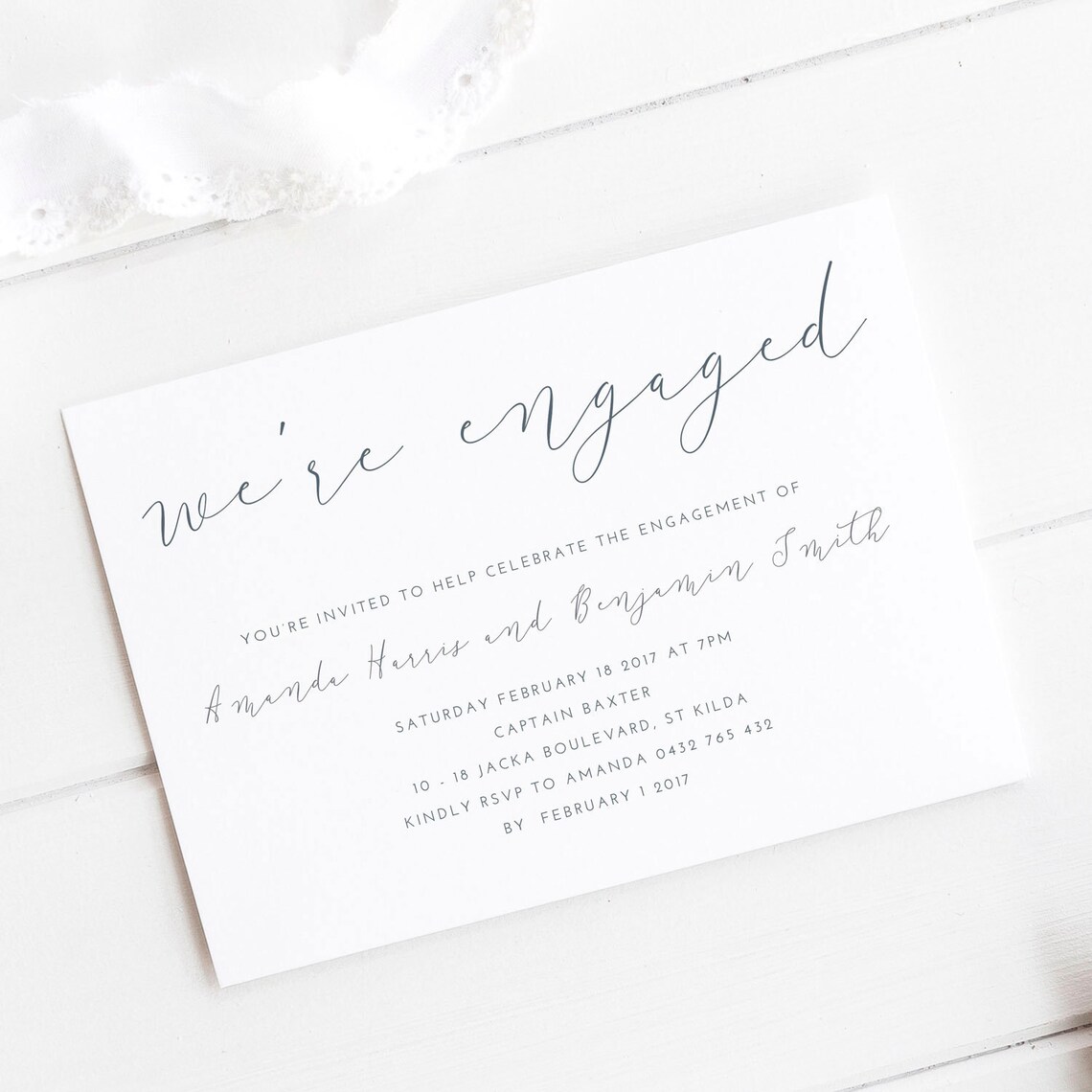 Delicate Script Engagement Invite Engaged Invite Template - Etsy