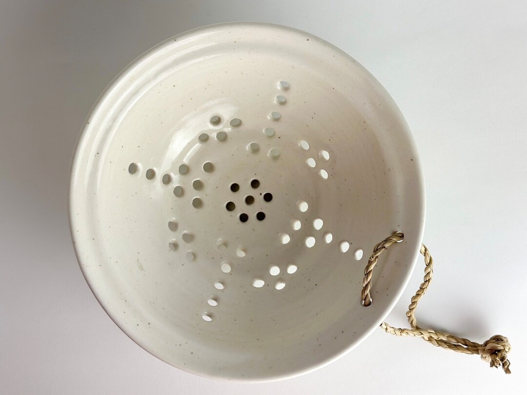 Vintage Handmade Ceramic Berry Bowl Colander Hand Painted - Etsy