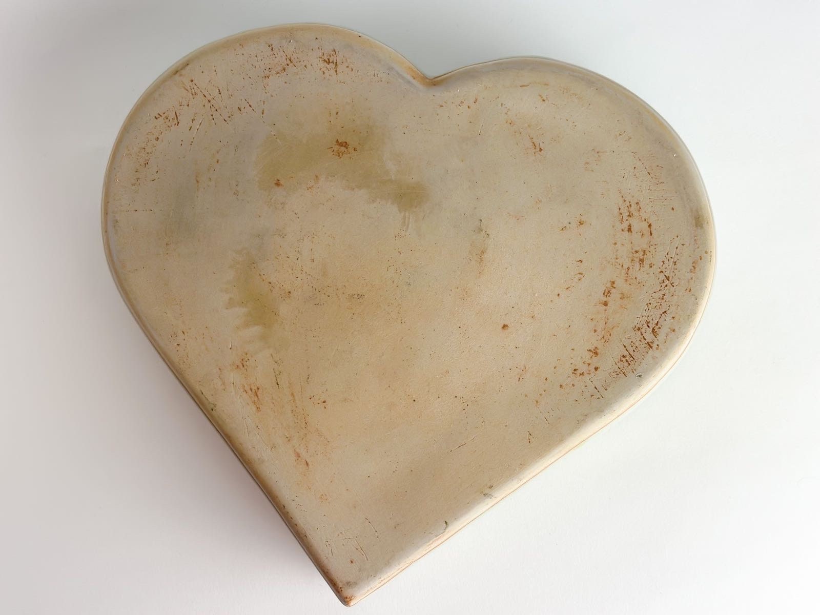 Vintage Large Heavy Stoneware Heart Shaped Baking Dish - Gray W Blue ...