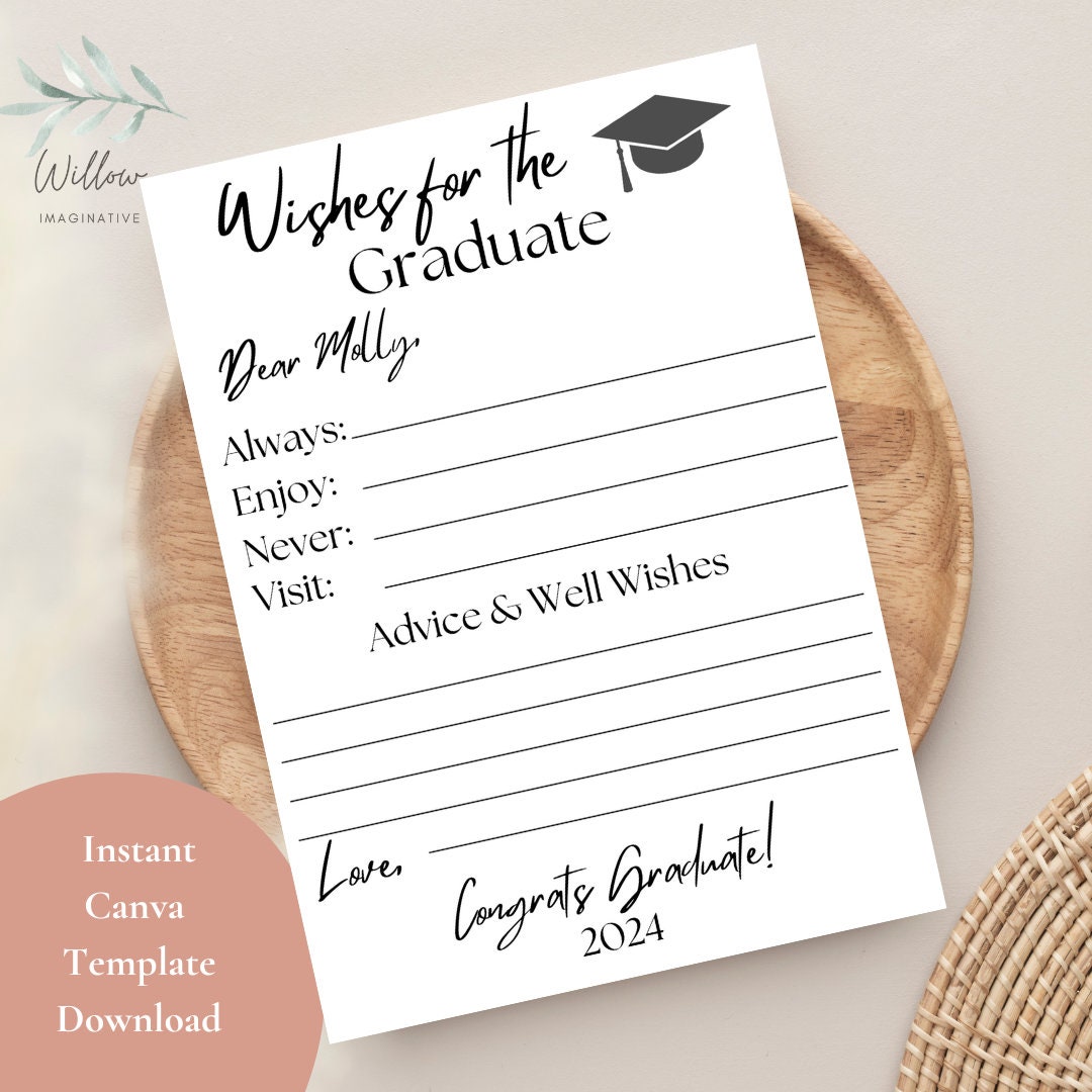 Graduate Well Wishes Card Template - Etsy