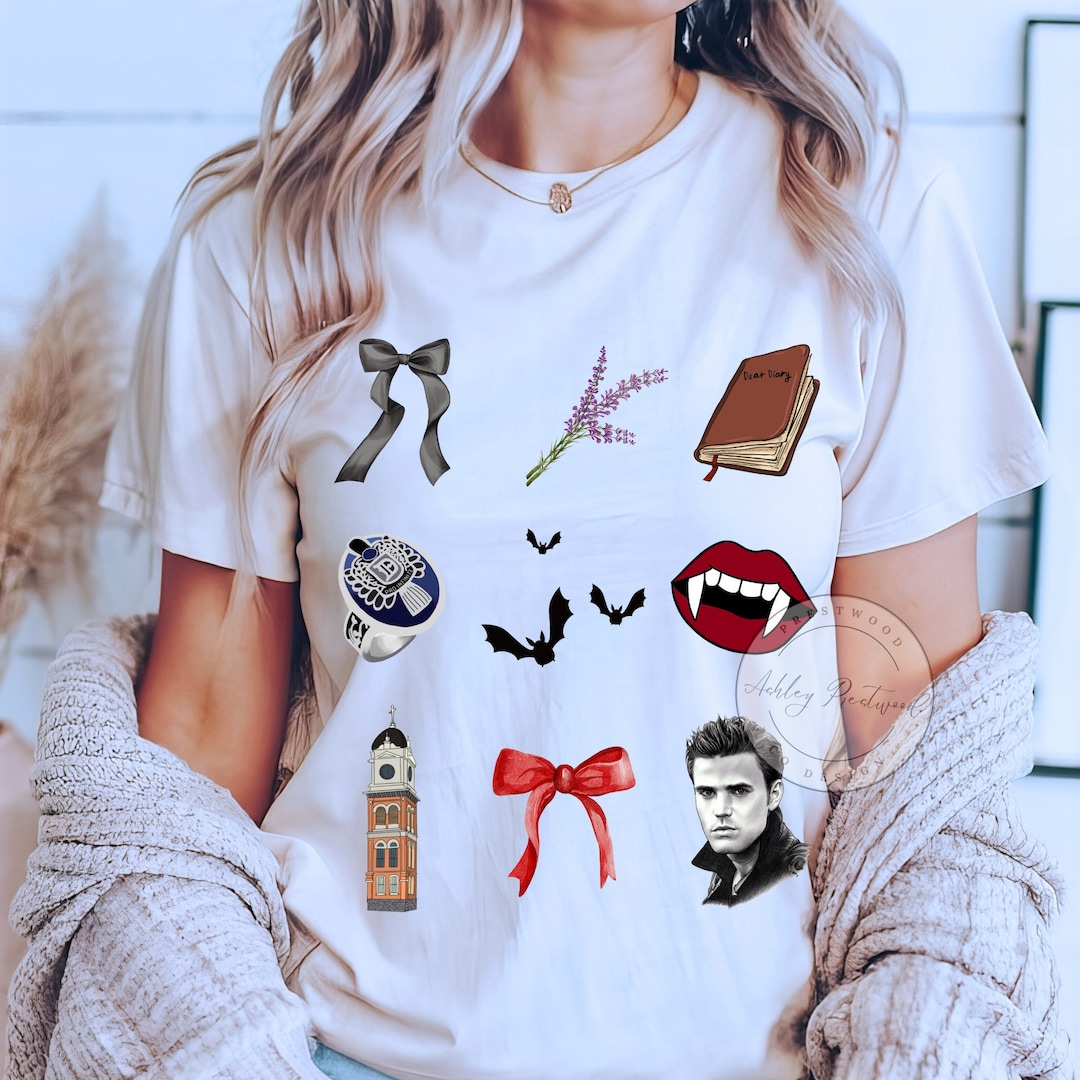 The Vampire Diaries Design, Couqette Ribbons Png, Tvd Shirt, Tvd Merch ...