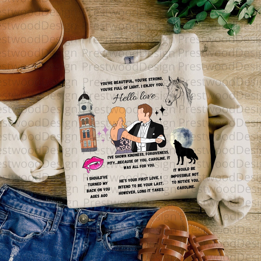 Klaus and Caroline Merch, the Vampire Diaries Lines Png, TVD Instant ...