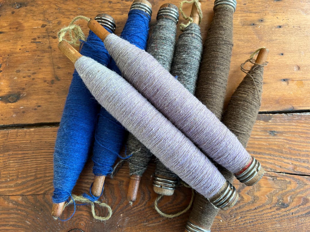 SET of 8 | Vintage or Antique Wooden Quills With Yarn Colorful ...
