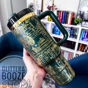 Engraved Bookshelf Tumbler: 40oz Stanley Style, Gift for Readers - Etsy
