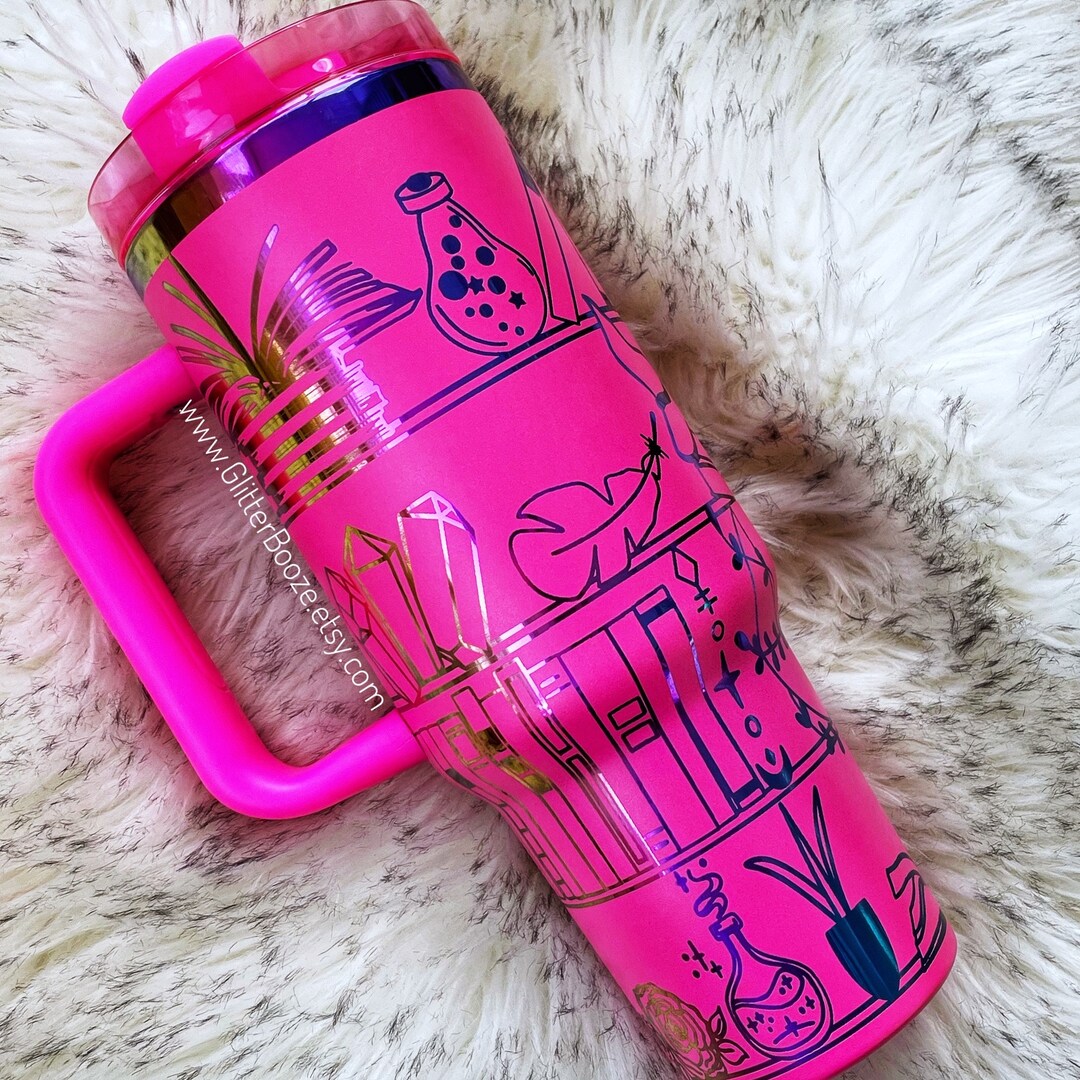 Hot Pink Rainbow Engraved Tumbler, Witchy Bookshelves, Wizarding ...